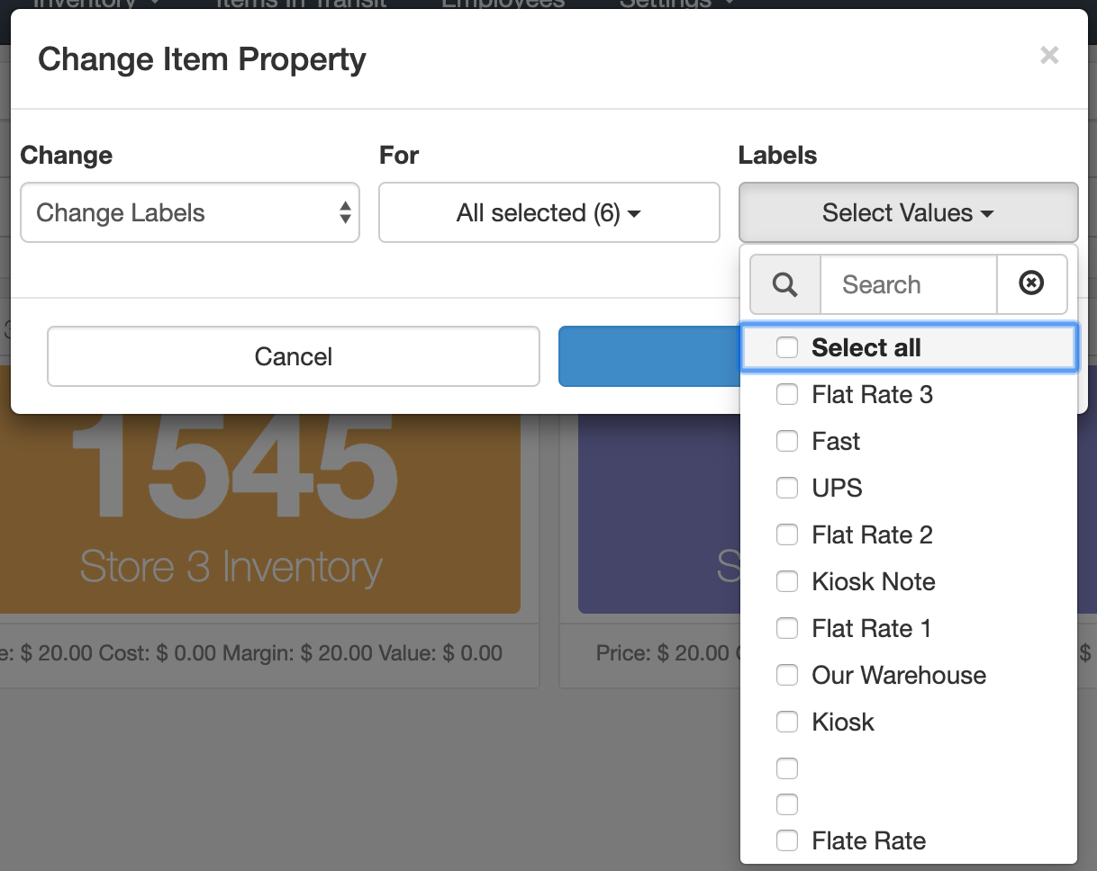 How do I view an item's labels from the Inventory Dashboard? – Abreeze